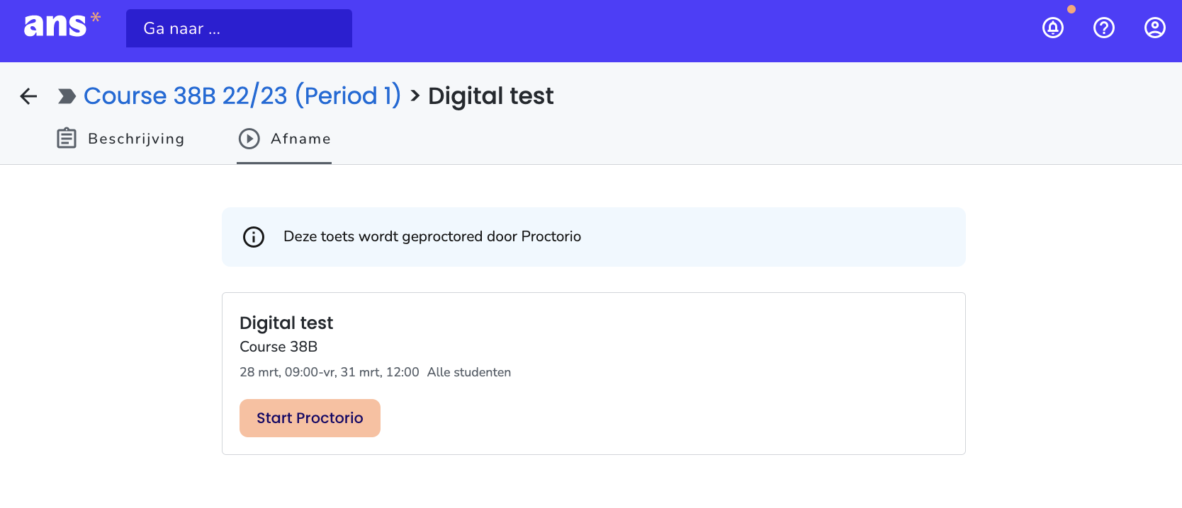 Maak een digitale toets met Proctorio – Ans