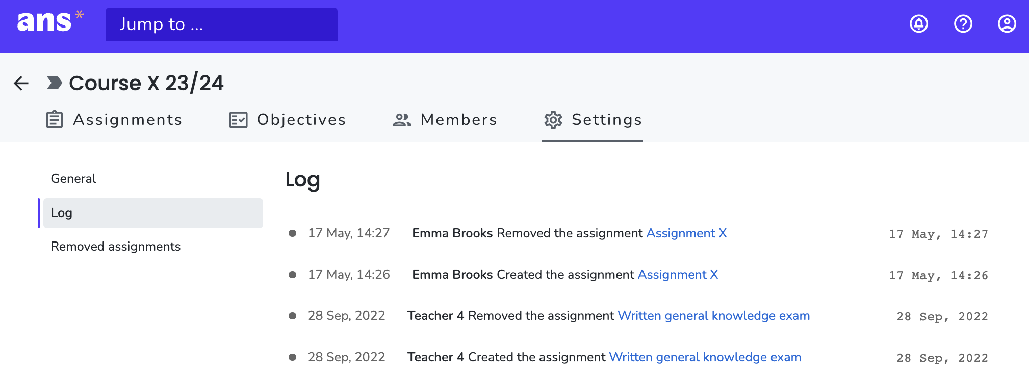 Manage courses – Ans