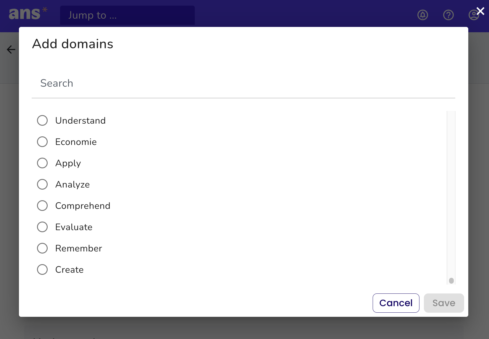 Manage domains and objectives – Ans