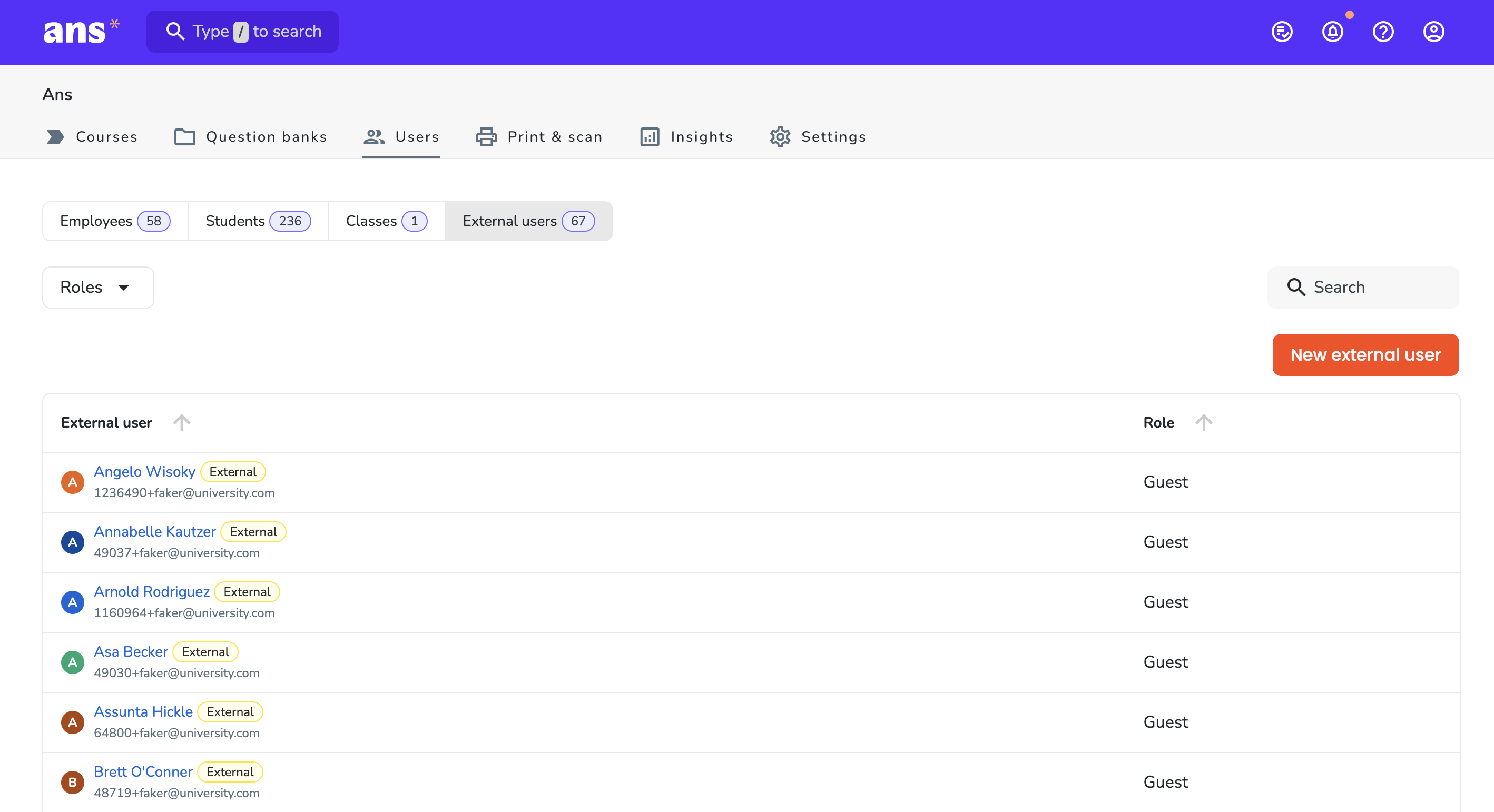 Manage external users – Ans